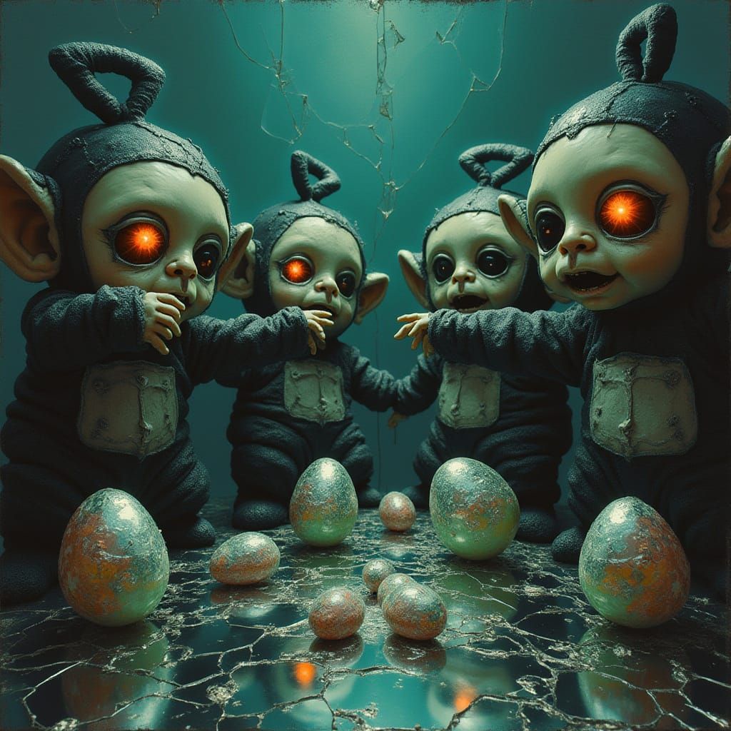 Iykyk - Dark Teletubbies Confront the Viewer in a Haunting,