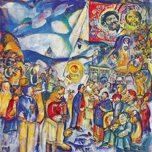 Lenin meet Jesus in Year 2042 Time clashes by Natalia Goncharova and ...