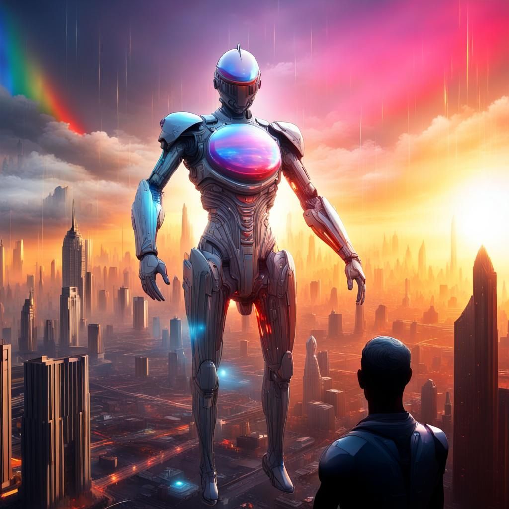 complex futuristic human cover in advance metal flesh uniform in ...