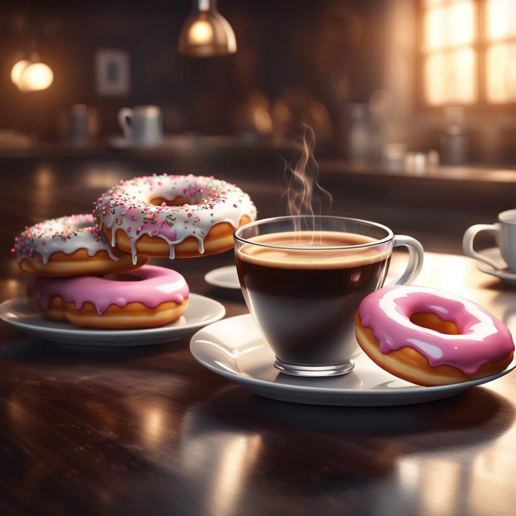 Coffee and Donuts - AI Generated Artwork - NightCafe Creator