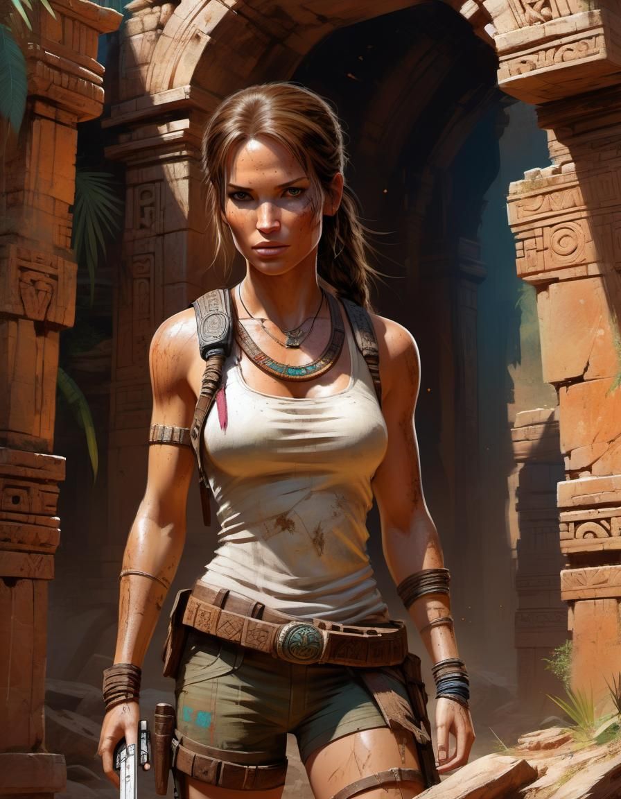 Lara Croft in Aztec ruins - AI Generated Artwork - NightCafe Creator