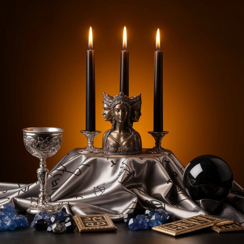 Hekate Altar - Silver Altar to Hekate, Goddess of Magic and...