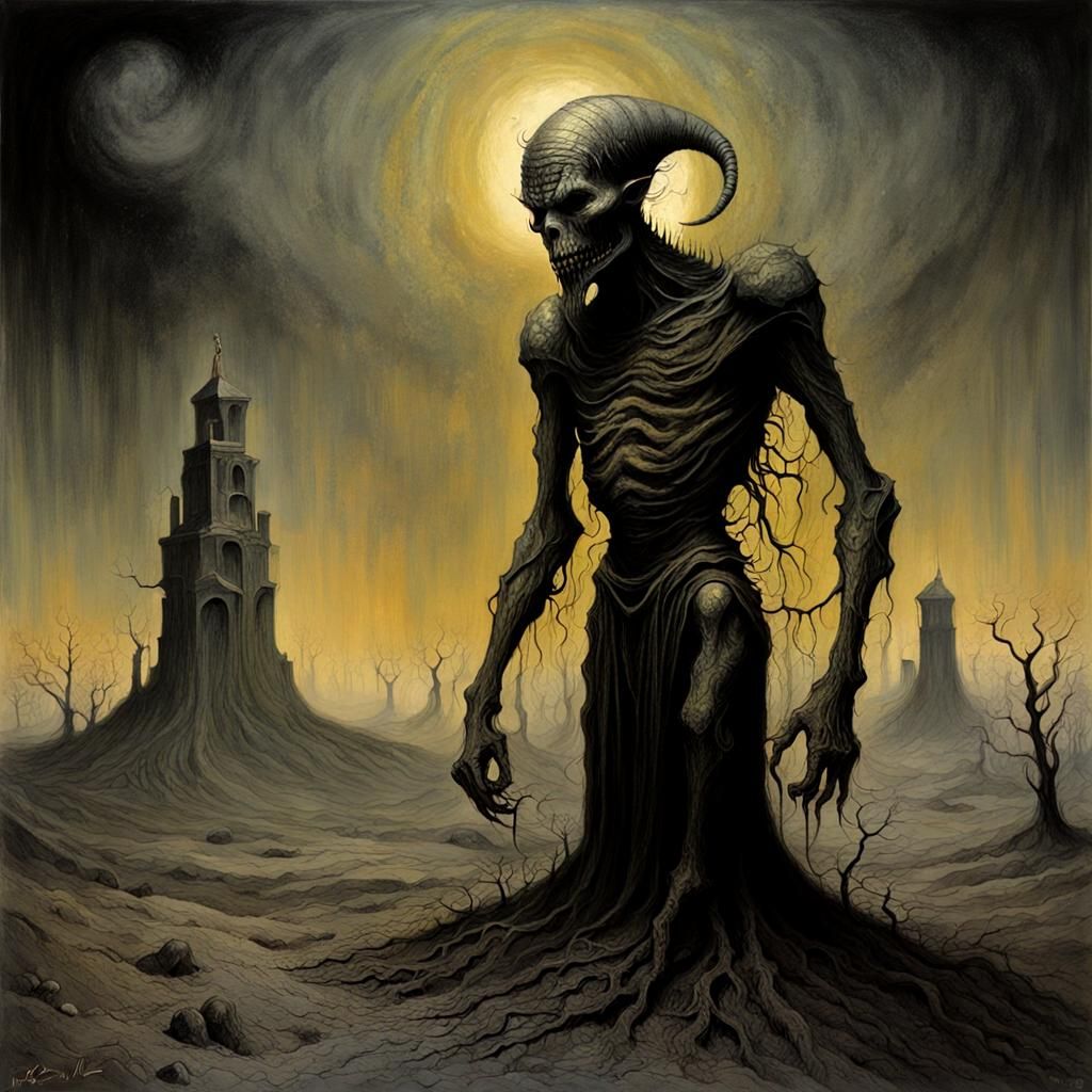 Desolate wasteland DEMON jester :: HELLSCAPE city :: fairy lights ...