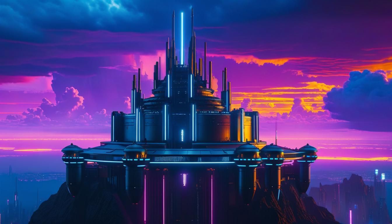 Fantasy Cyber Castle on Top of Mountain - AI Generated Artwork ...