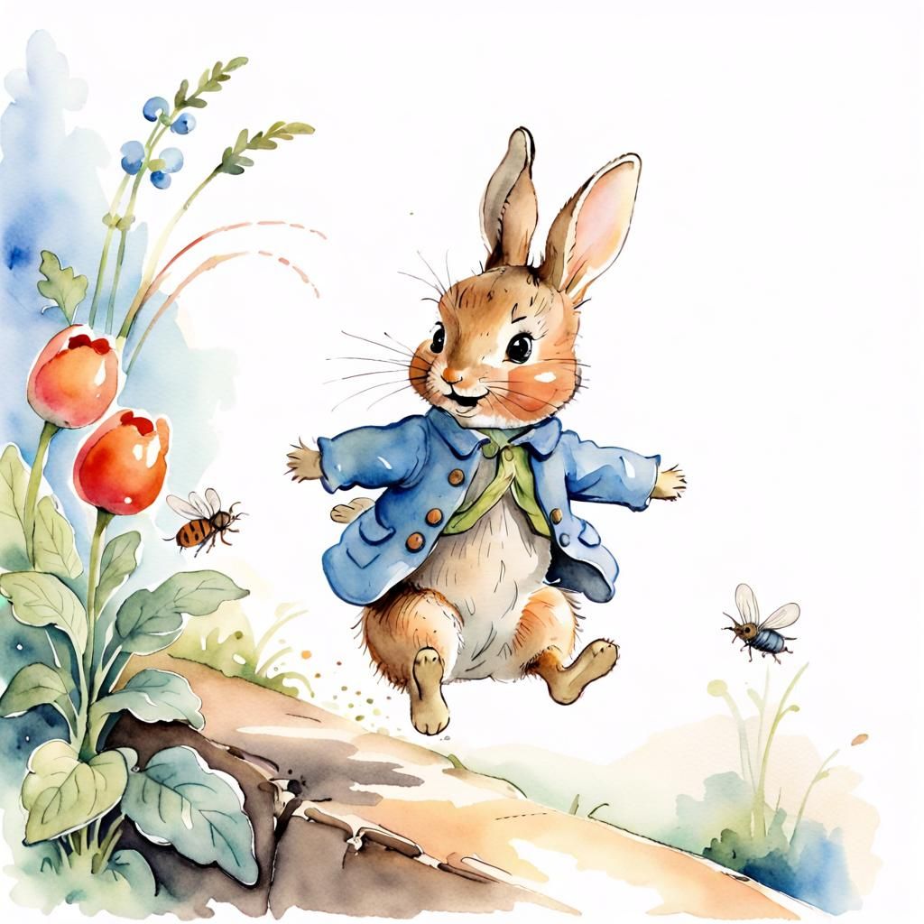 Little Peter Rabbit has a fly upon his nose (Blue Pencil XL) - AI ...