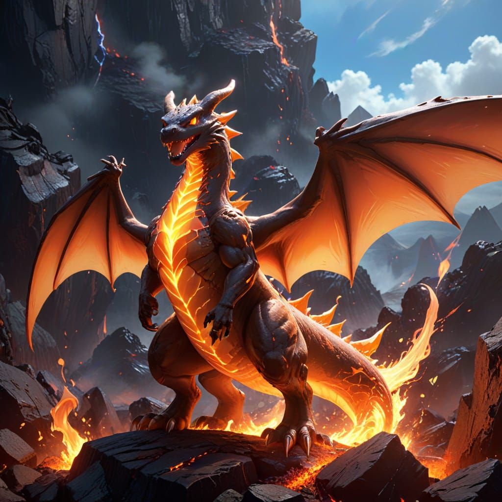 cut charizard - Surreal Anime Charizard Unleashes Fiery Fury...