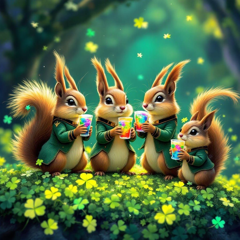 Whimsical Squirrels in Starfleet Uniforms on an Em... - AI Art