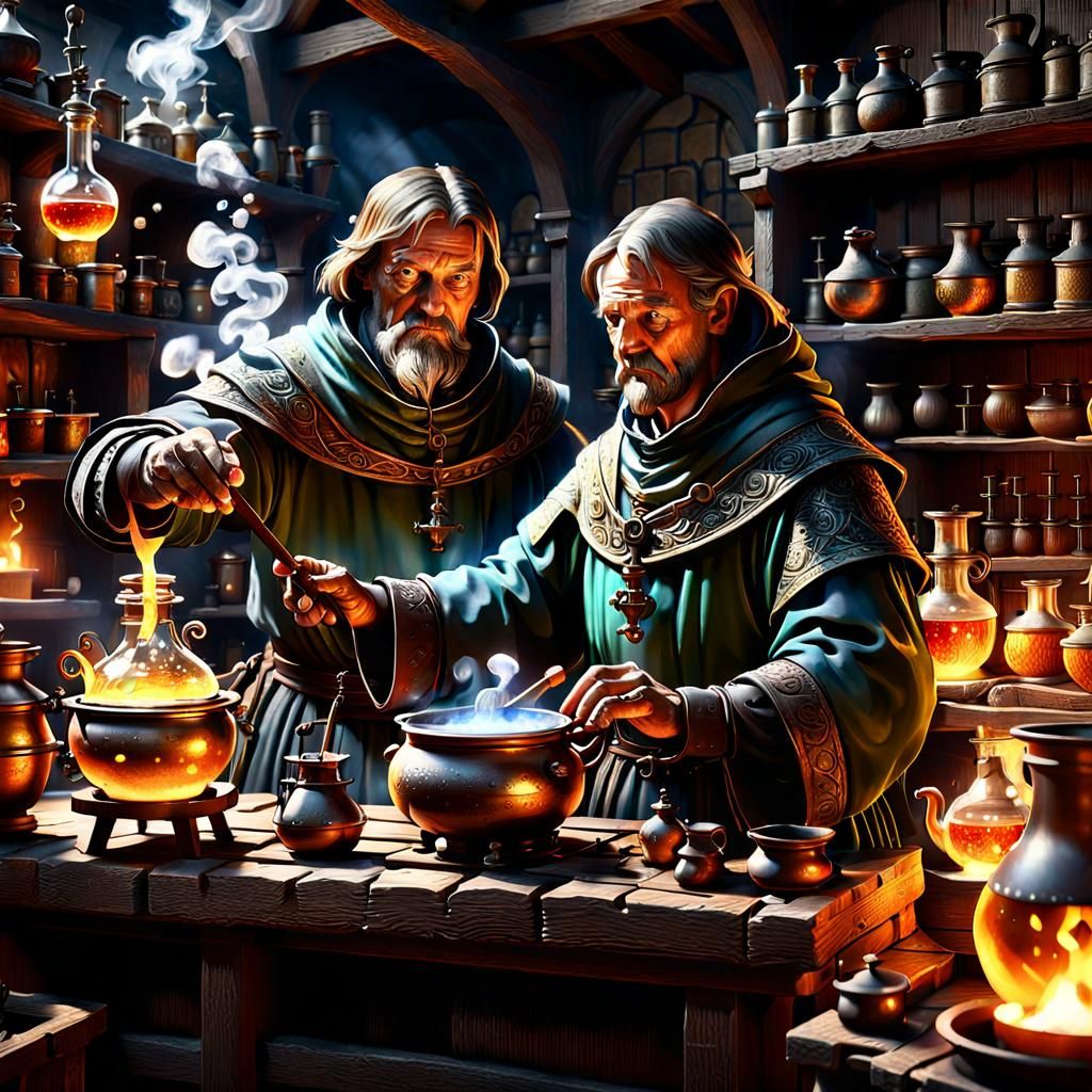 Medieval Alchemists - AI Generated Artwork - NightCafe Creator