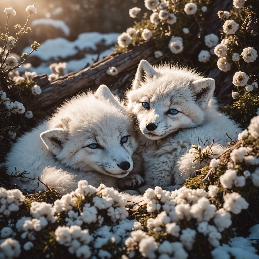Cuddling Arctic Foxes - AI Generated Artwork - NightCafe Creator