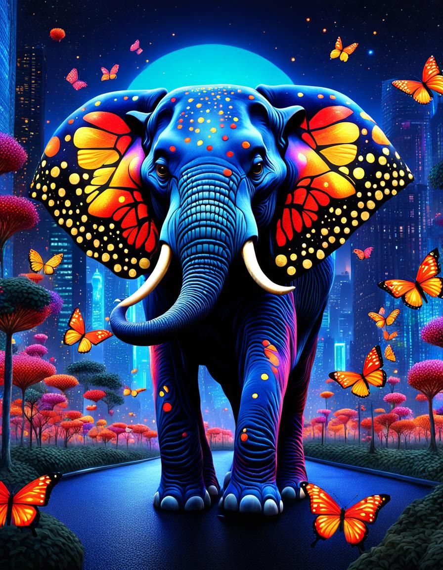 Butterflies elephant - AI Generated Artwork - NightCafe Creator