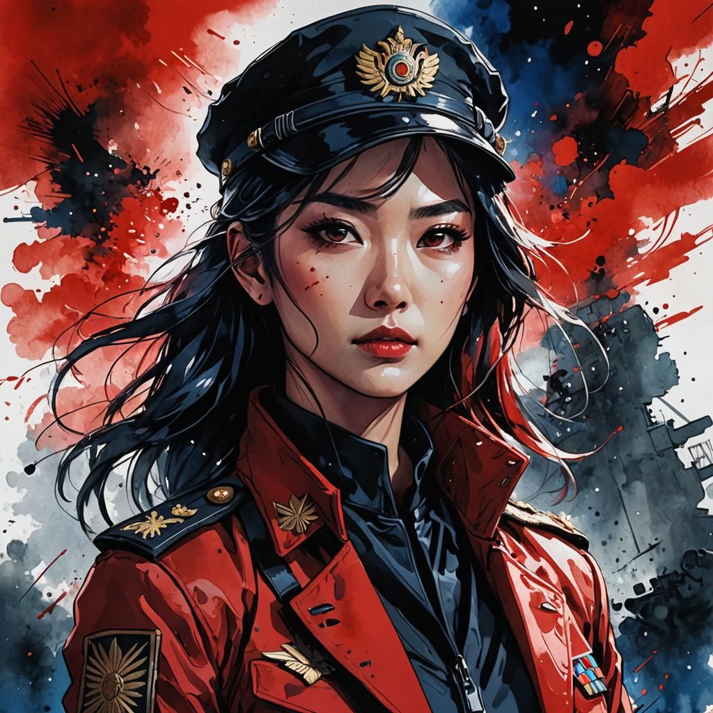 Portrait of young female officer in Anime style - AI Generated Artwork ...