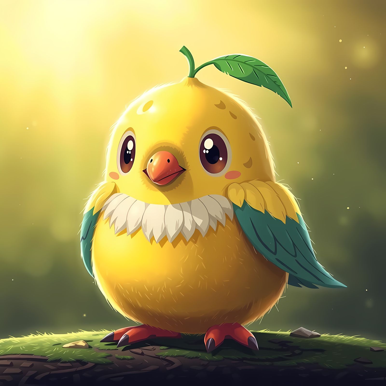Fakemon: Lemary - Vibrant Citrus Bird Fakemon in a Bright, S...