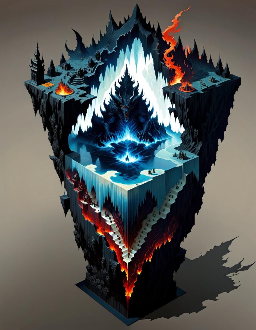 An isometric hell chart in the style of the necronomicon :: by Marc ...