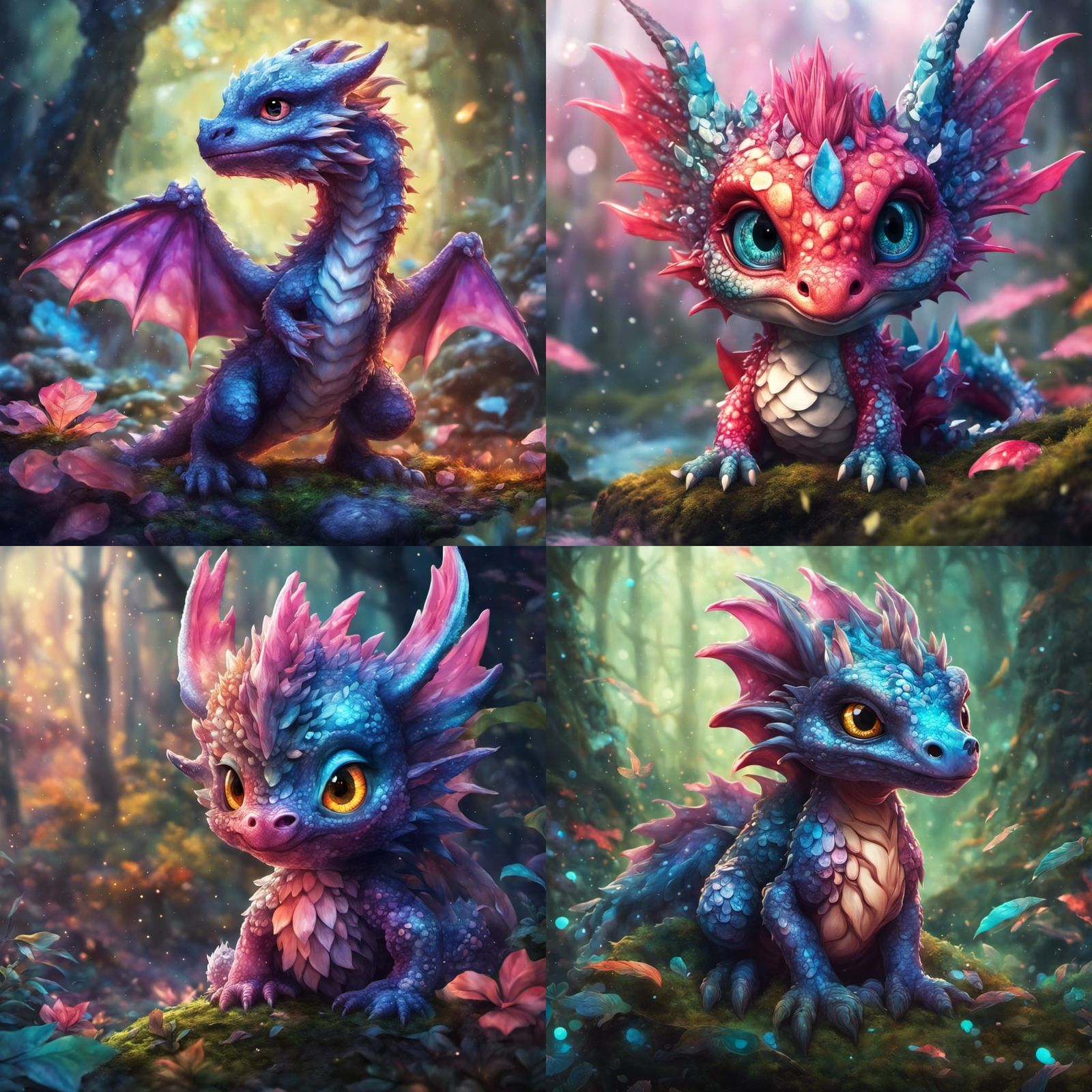 Chibi Baby Dragon with perfectly detailed beautiful eyes, elaborate ...
