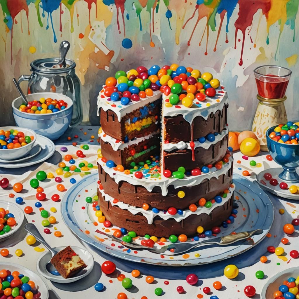 skittles cake: taste the rainbow - AI Generated Artwork - NightCafe Creator