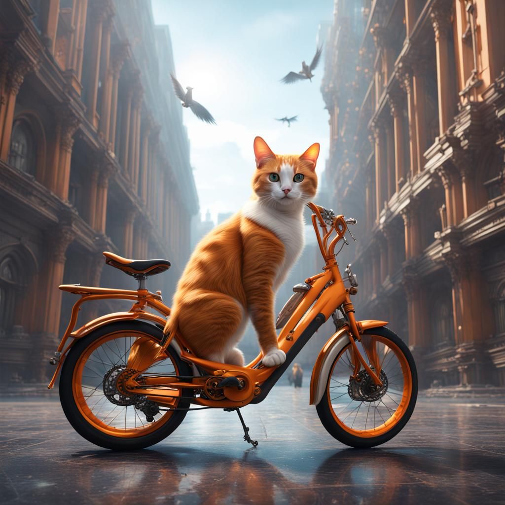 The cat on a bike - AI Generated Artwork - NightCafe Creator
