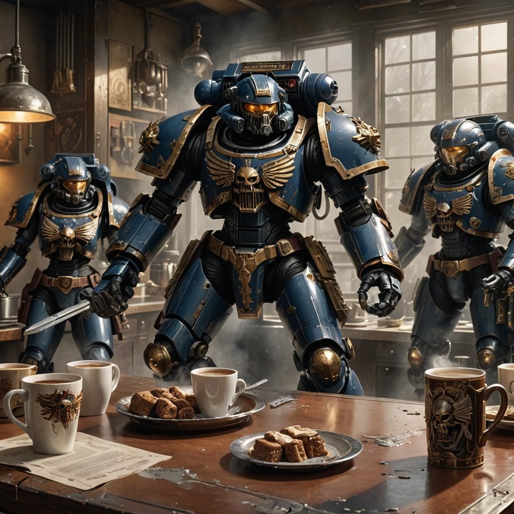 (chibi 3 imperial space marines warhammer 40k squat-bulky-armor ...