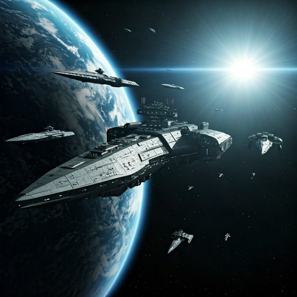 Spaceship over Earth - Epic Space Battle over a Futuristic E...