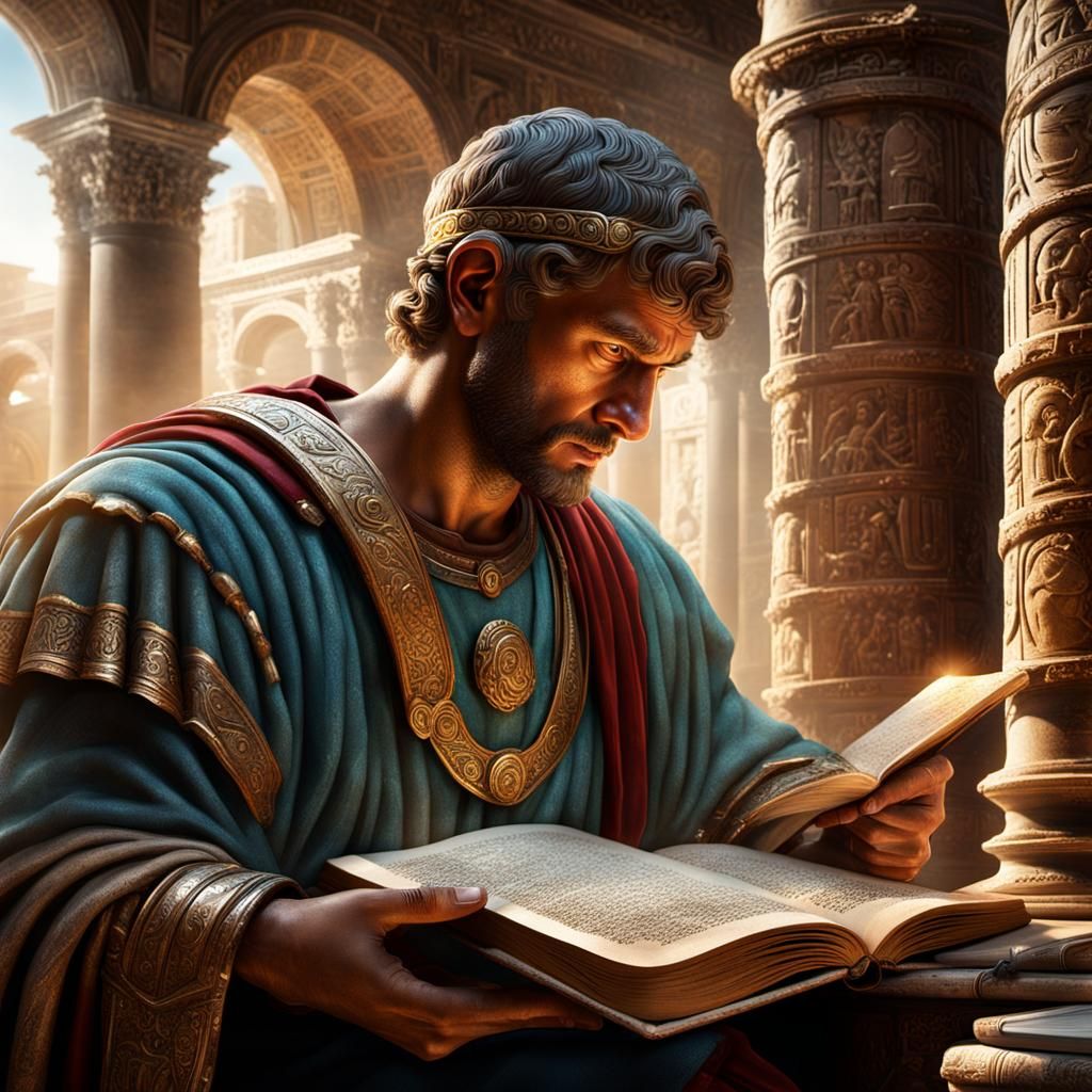 Roman in Library - AI Generated Artwork - NightCafe Creator