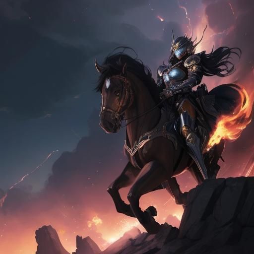 Heroic Anime Warrior in Vibrant, Cel-Shaded Armor - AI Art