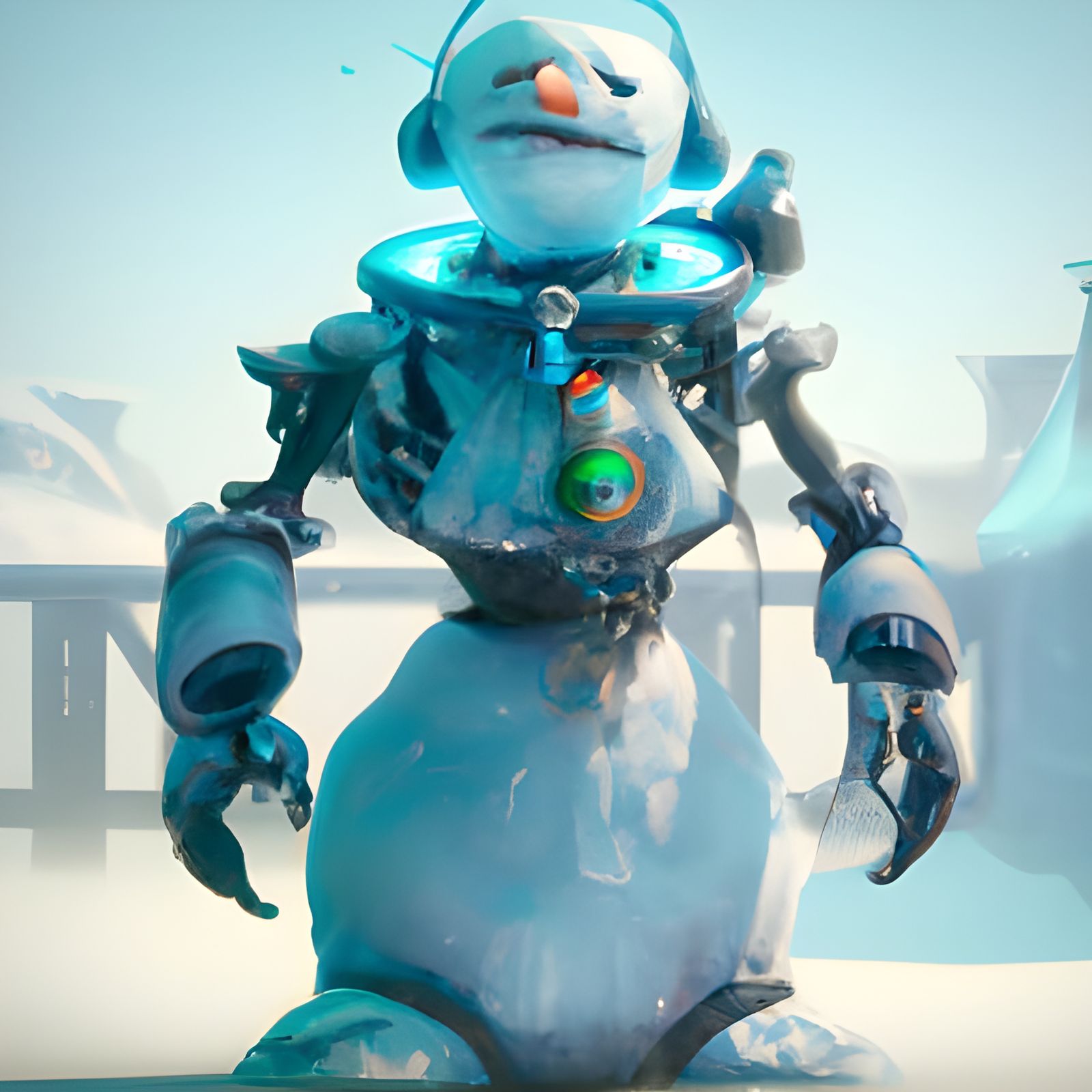 Robotic Snowman - AI Generated Artwork - NightCafe Creator
