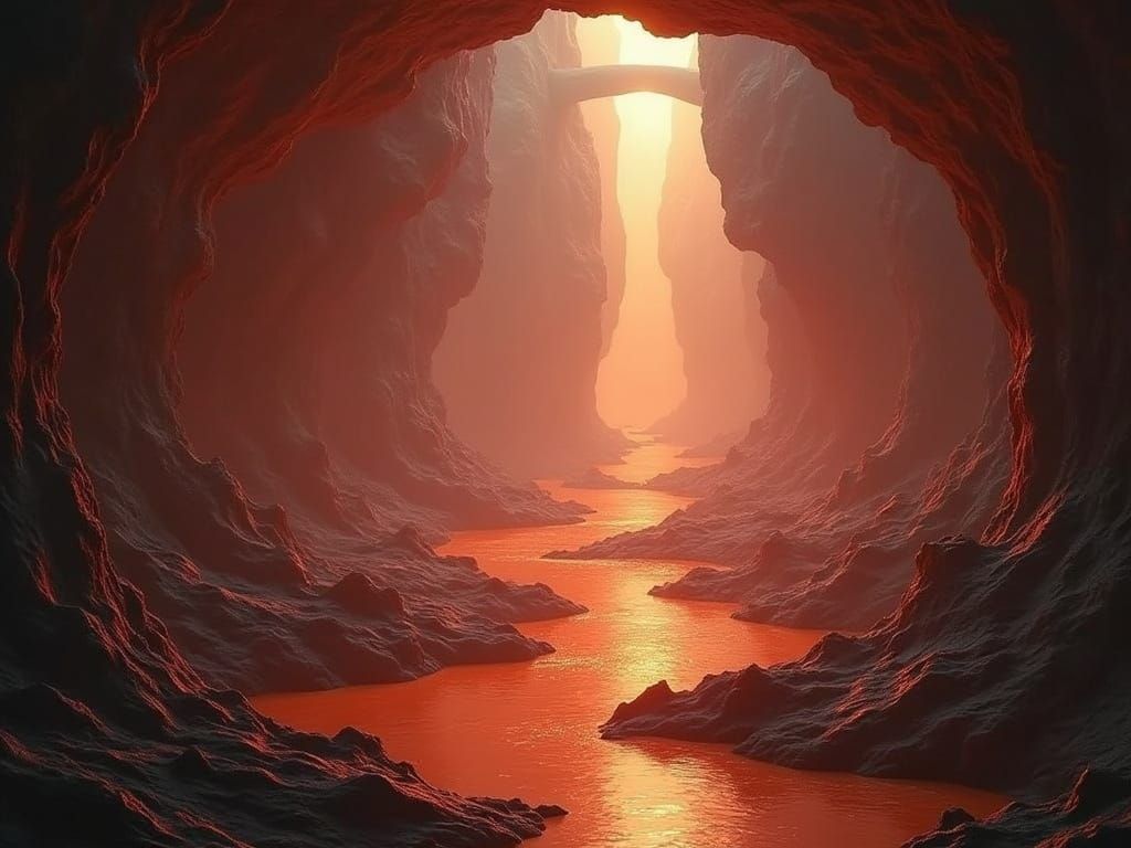 Luminous Metropolis Within a Celestial Cavern - AI Art