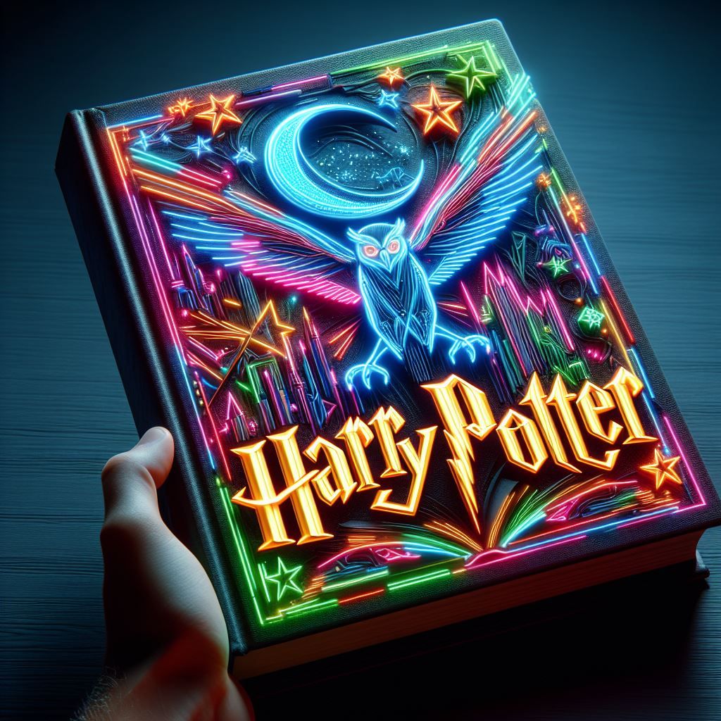 Neon Harry Potter Book - AI Generated Artwork - NightCafe Creator