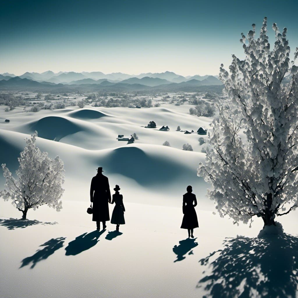 Winter landscape, - AI Generated Artwork - NightCafe Creator