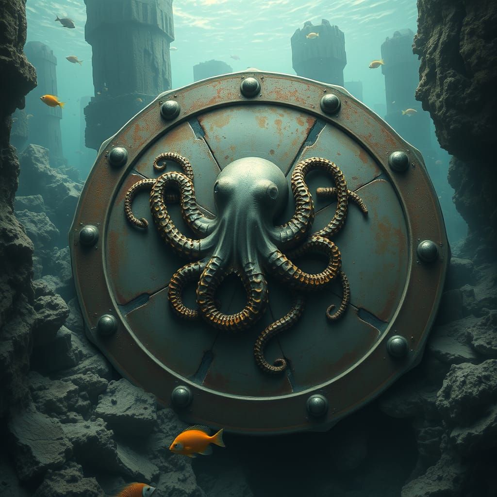 Atlantean Shield - Biomechanical Octopus Shield in Underwat...