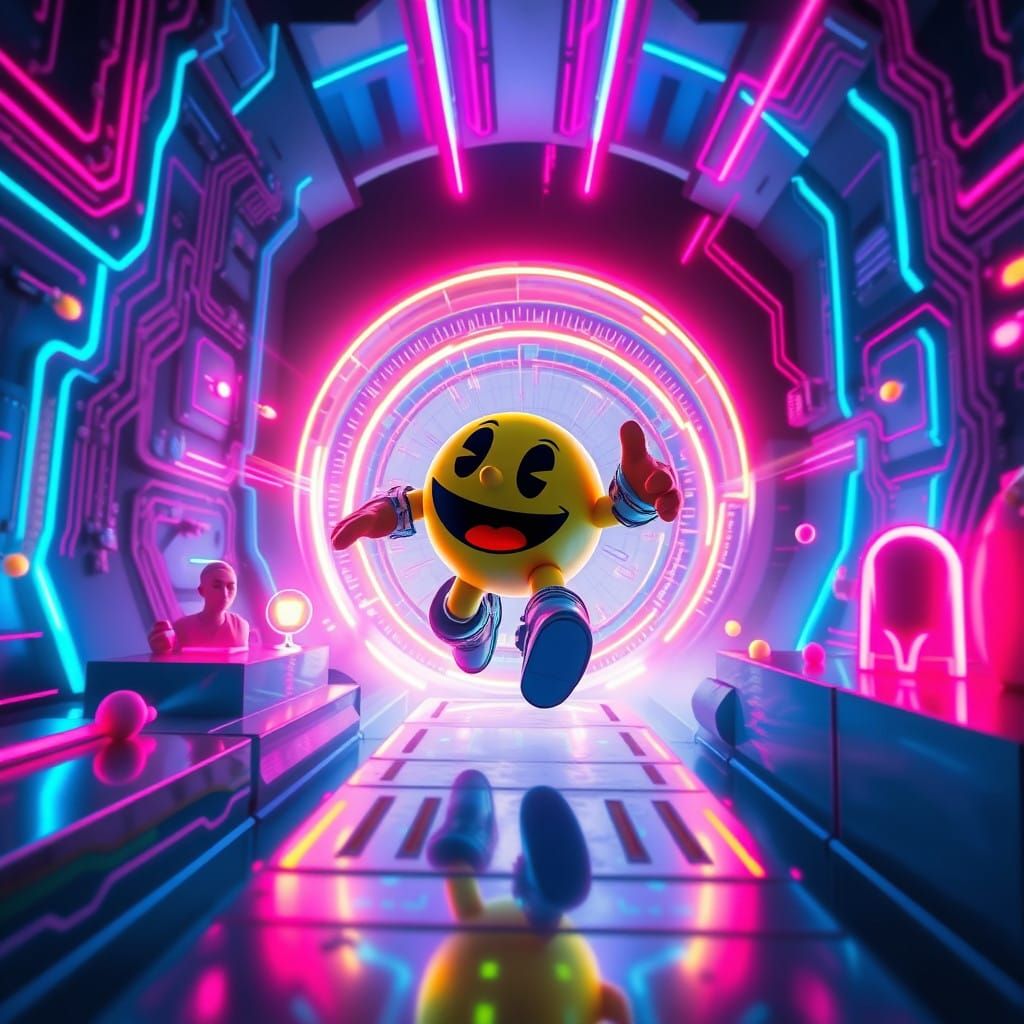 Cyberpunk Pacman In Action - Cyberpunk Fantasy Concept Art ...