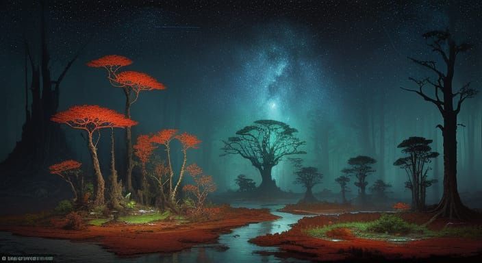 Futuristic Exobiology Landscape in Intricate Detai... - AI Art