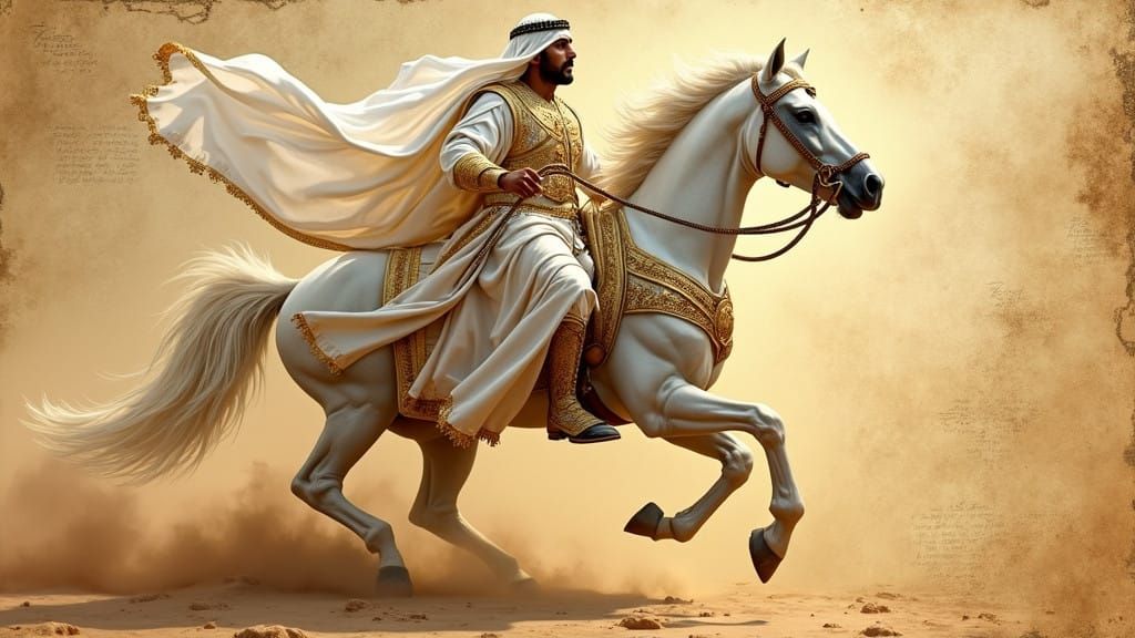 Ancient arab knight - Majestic Arabian Knight in Desert Sple...