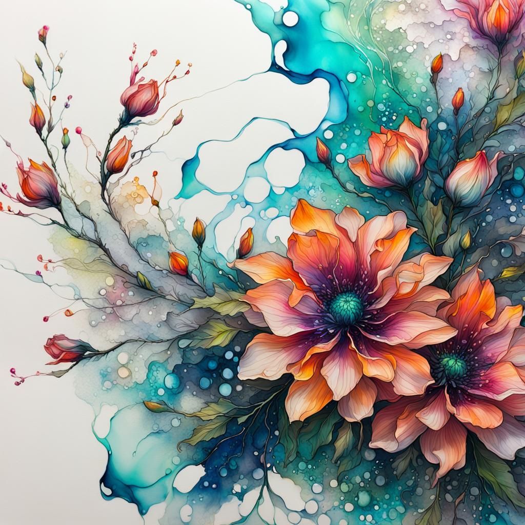 Alcohol Ink Flowers - AI Generated Artwork - NightCafe Creator