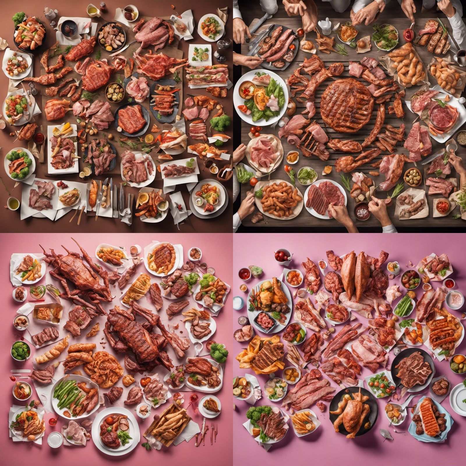 Massive BBQ grill, various meats from all species, aliens and humans ...