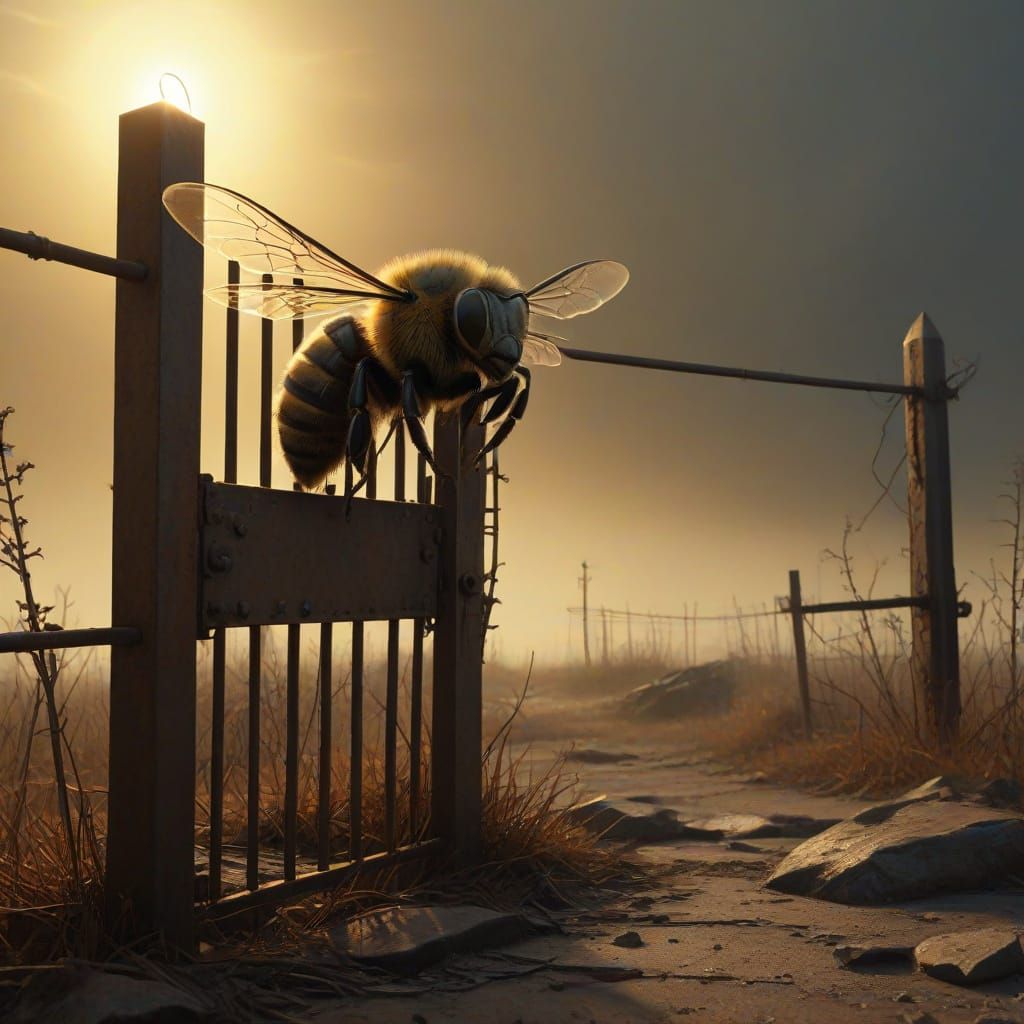 A bee Zdzisław Beksiński - Surreal Bee in Post-Apocalyptic L...