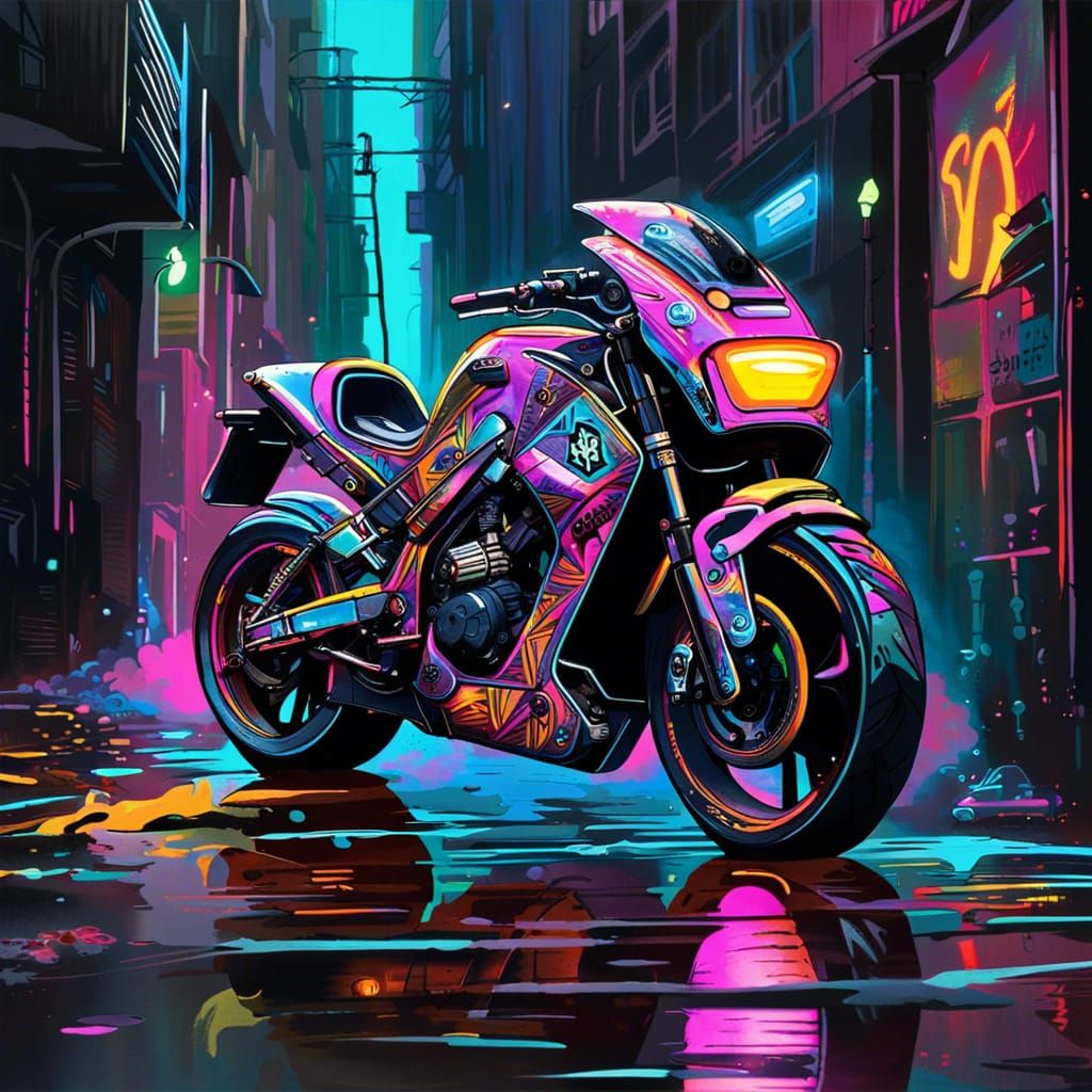 Imagine a custom-built, cyberpunk-inspired motorcycle racing through ...