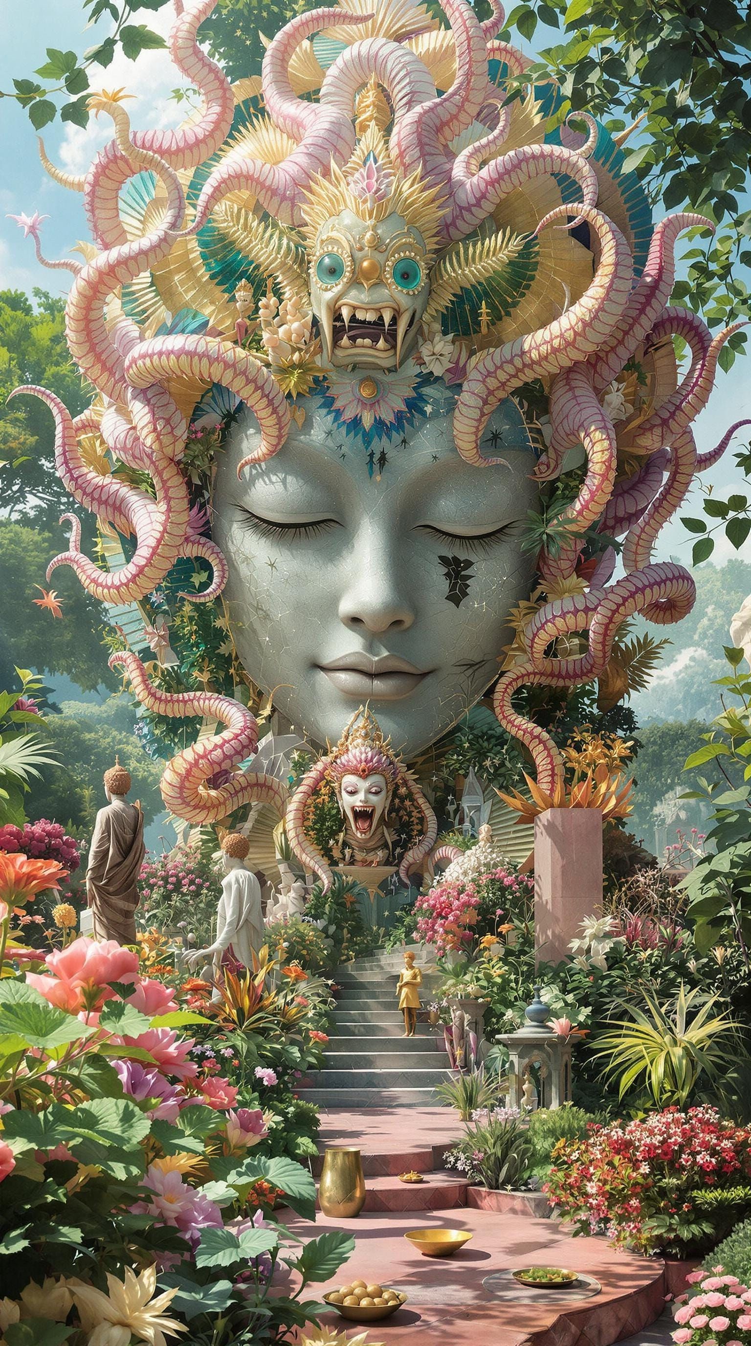 Buddhist Demons in Klein Bottle Structure: Psyched... - AI Art