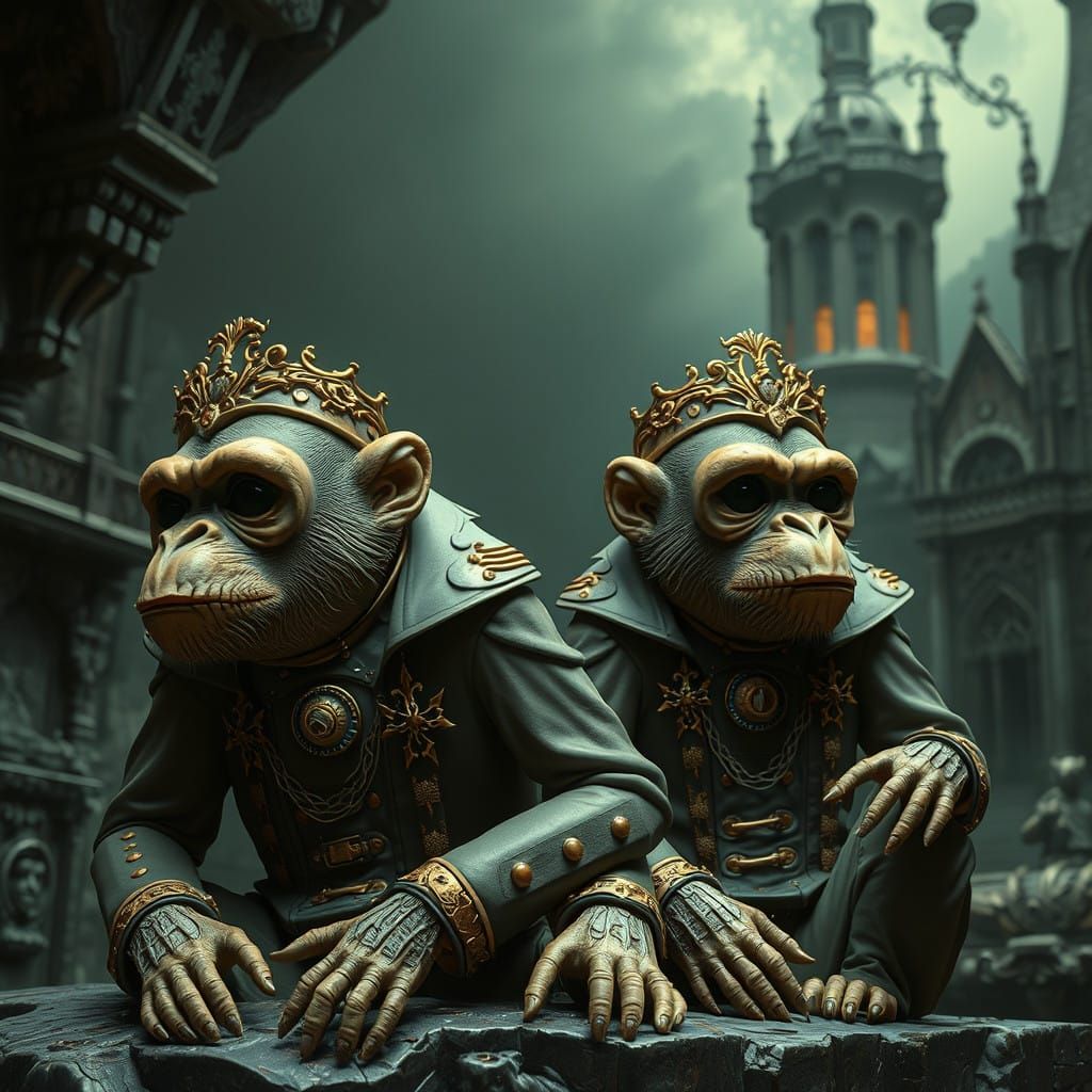 Gothic Space Monkeys in Austro-Hungarian Cyberpunk... - AI Art