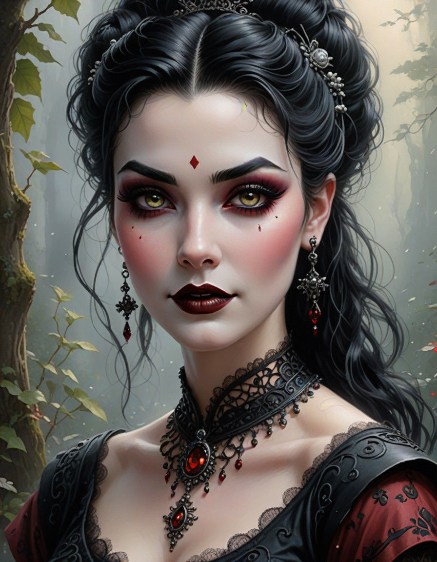 Gothic Goth Girl with Bold Makeup and Gradient Bac... - AI Art