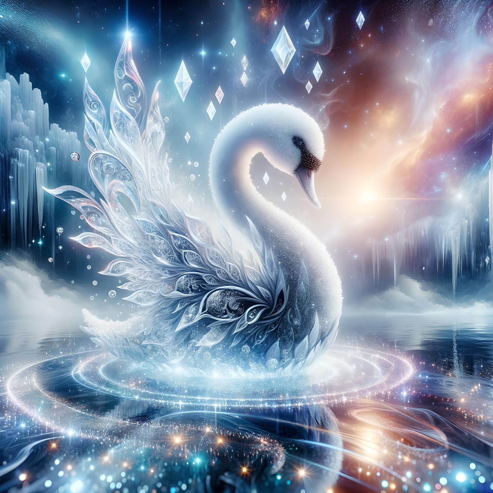Ice Swan - AI Generated Artwork - NightCafe Creator
