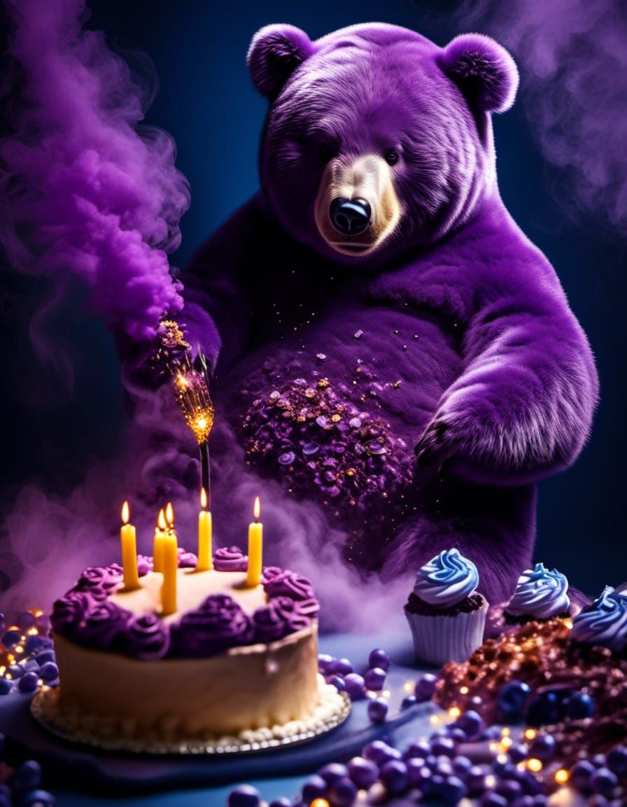 photograph portrait of fuzzy happy obese Oriental Purple Bear Cub ...