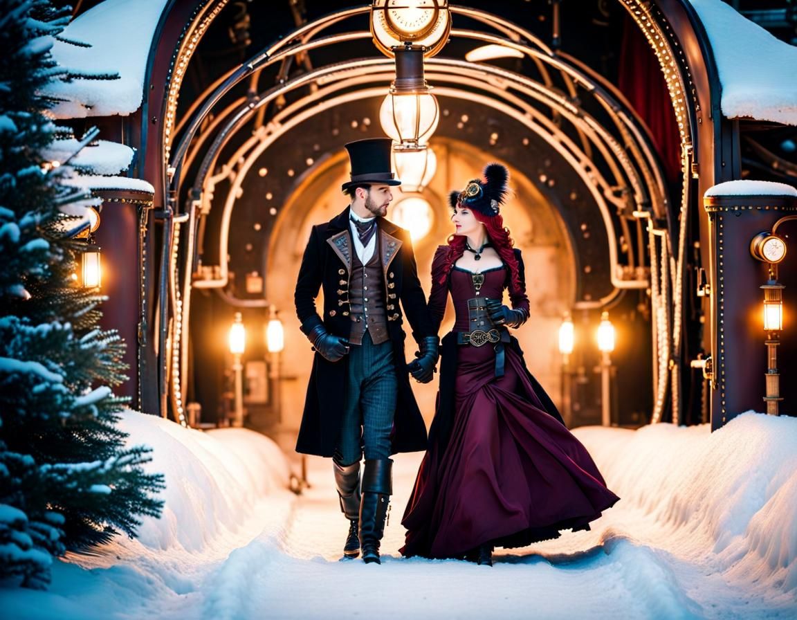 Taking a romantic winter walk - AI Generated Artwork - NightCafe Creator