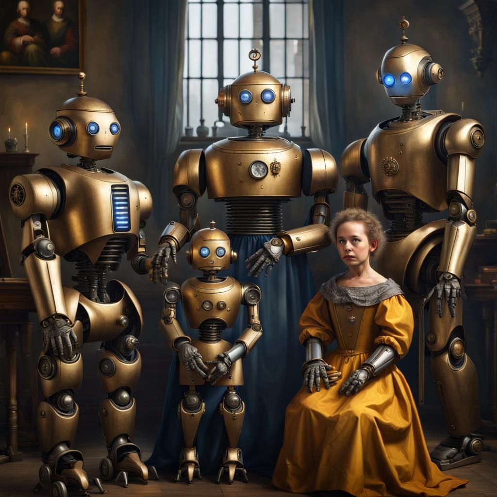 Robot family portrait - AI Generated Artwork - NightCafe Creator