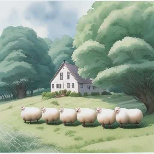 Sheep on the farm - AI Generated Artwork - NightCafe Creator