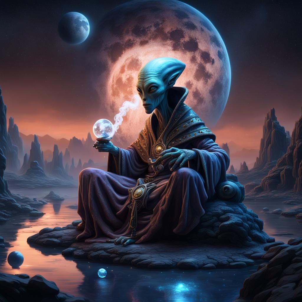 Alien wizard magic - AI Generated Artwork - NightCafe Creator