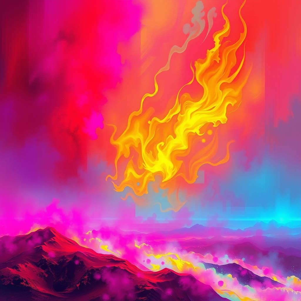 Spectral fire - Ethereal Dreamscapes: Shimmering Flames in N...