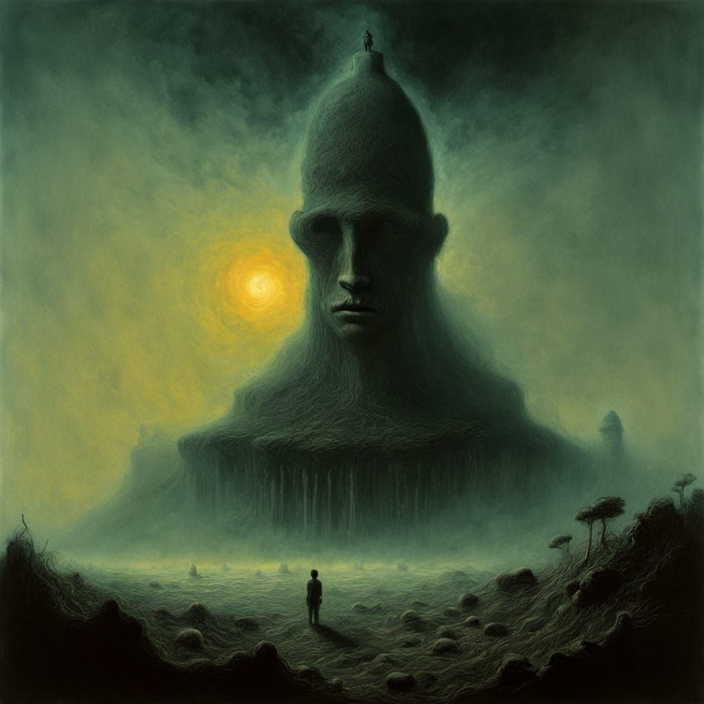 K-Mart by Zdzislaw Beksinski - Surrealistic Landscape with A...