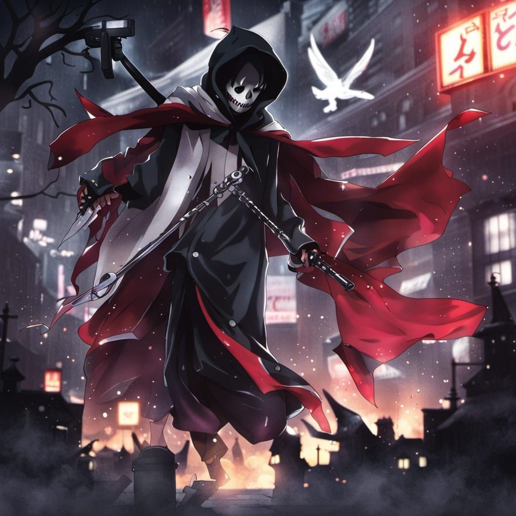 What if Ghostface was an anime, cinematic, background, - AI Generated ...