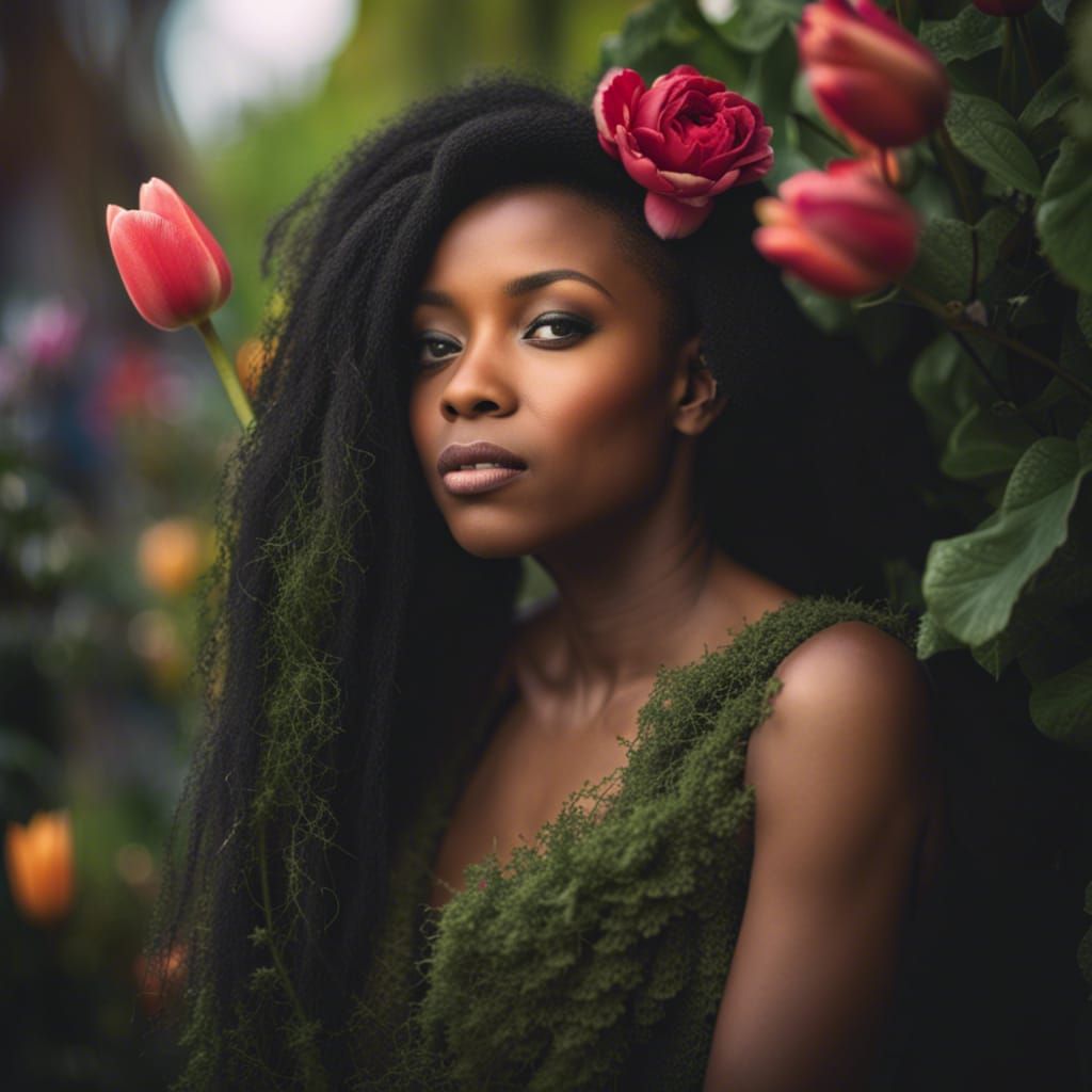 Pretty Black Singer In The City Covered In Overgrown Vines Moss And pretty-black-singer-in-the-city-covered-in-overgrown-vines-moss-and