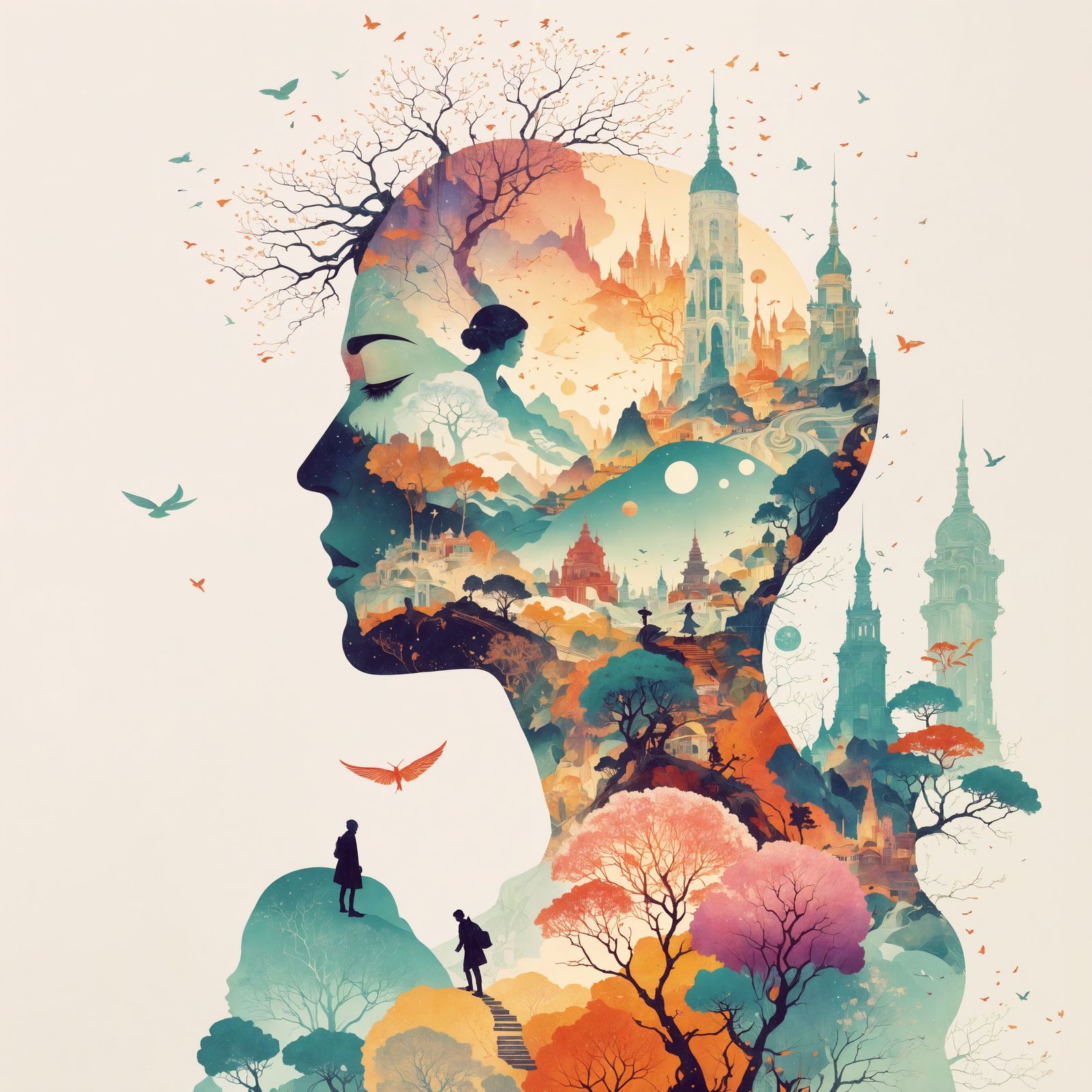 Pathways of the mind - Surreal Hyperdetailed Fantasy Collage